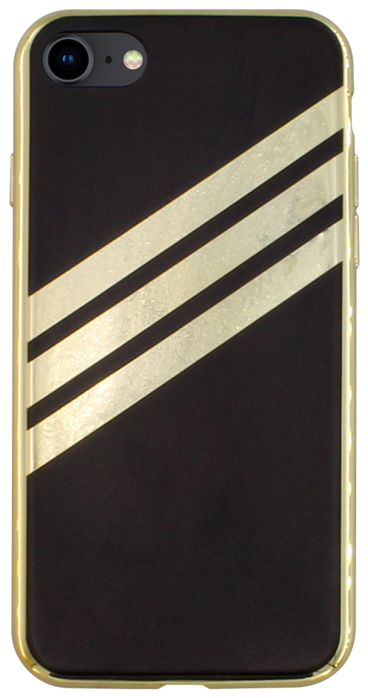 CoolCase - Apple iPhone 8 szilikon tok arany csíkokkal és kerettel fekete